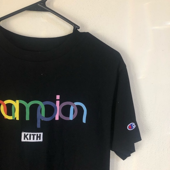 Kith | Tops | Rare Kith X Champion Double Logo Black Tee Shirt | Poshmark
